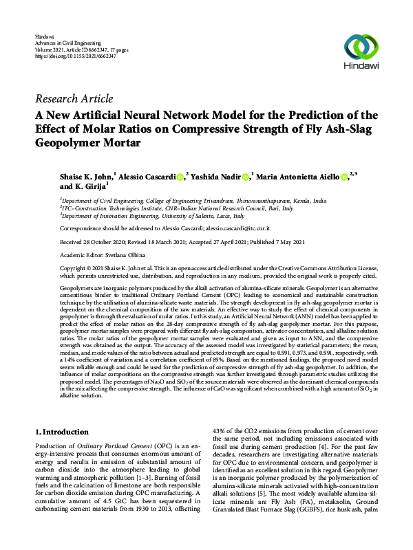 (PDF) A New Artificial Neural Network Model for the Prediction of the Effect of Molar Ratios on ...