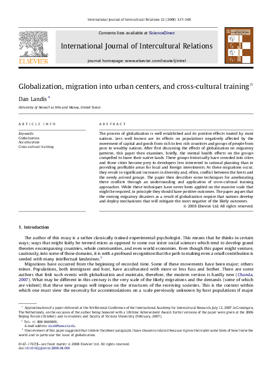 (PDF) Globalization, migration into urban centers, and cross-cultural ...