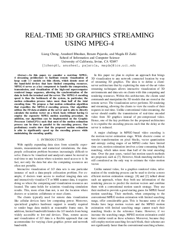 (PDF) Real-time 3D graphics streaming using mpeg-4