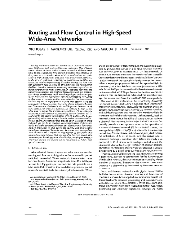 (PDF) Routing and Flow Control Techniques for High-Speed WANs