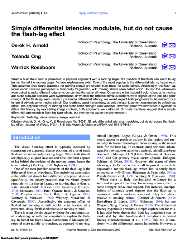 (PDF) Simple differential latencies modulate, but do not cause the flash-lag effect