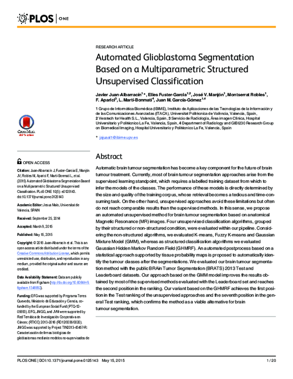 Pdf Automated Glioblastoma Segmentation Based On A Multiparametric Structured Unsupervised