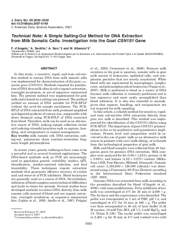 (PDF) Technical note: A simple salting-out method for DNA extraction ...