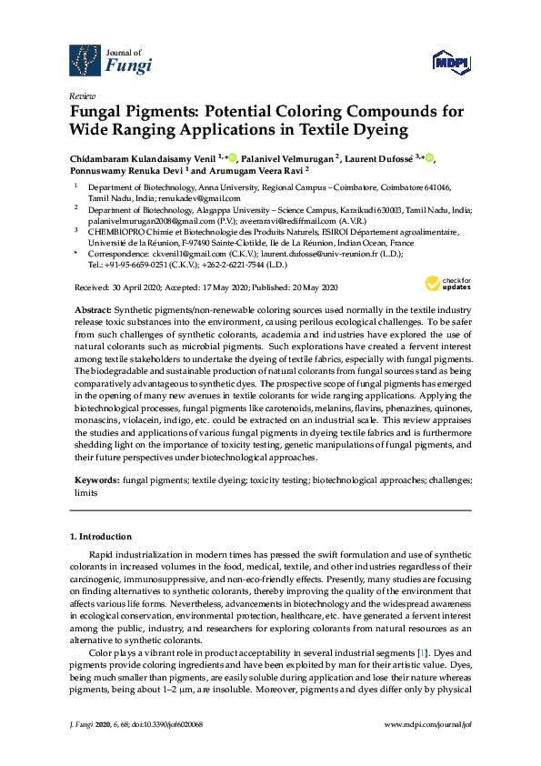 (PDF) Fungal Pigments: Potential Coloring Compounds for Wide Ranging ...