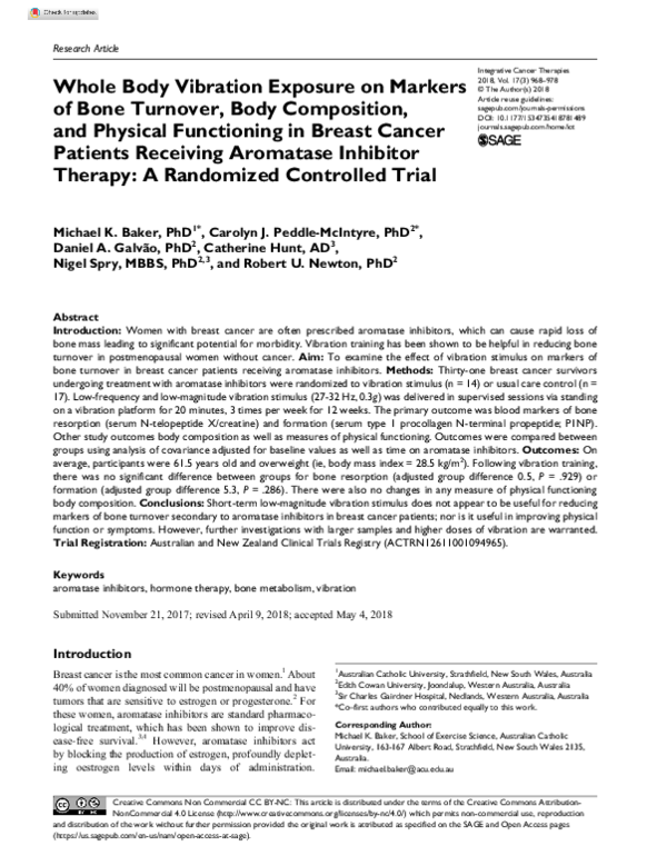 (PDF) Vibration Impact on Bone Health in Breast Cancer