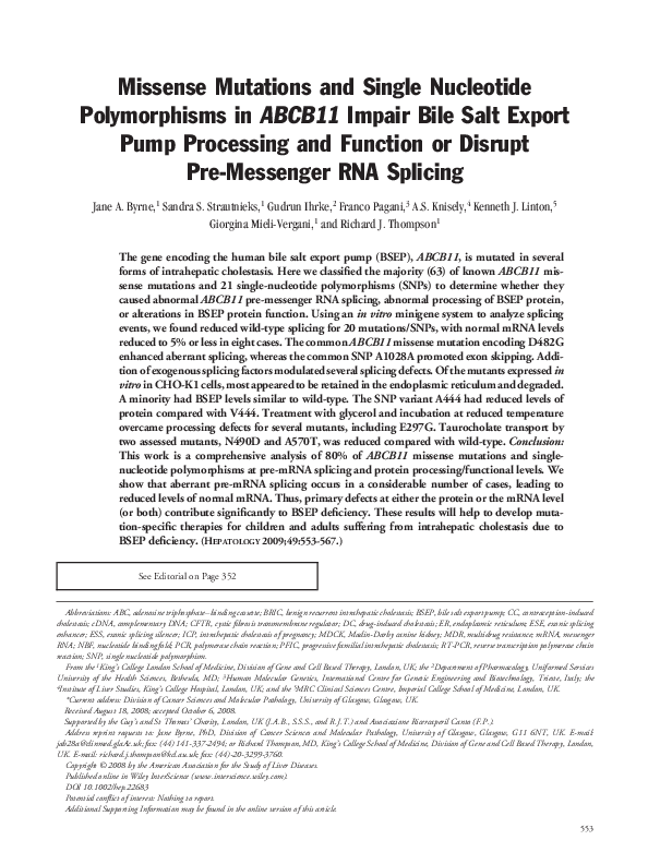 (PDF) Missense mutations and single nucleotide polymorphisms in ABCB11 ...