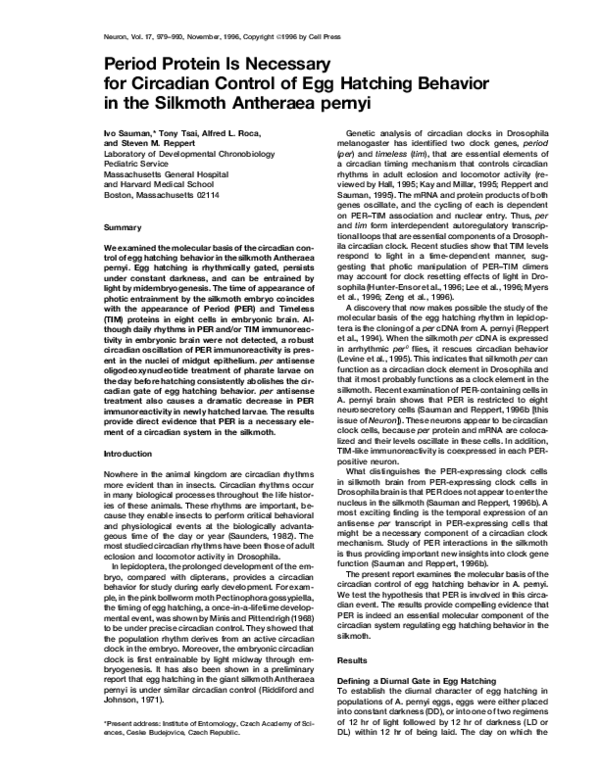 (PDF) Period Protein Is Necessary for Circadian Control of Egg Hatching ...