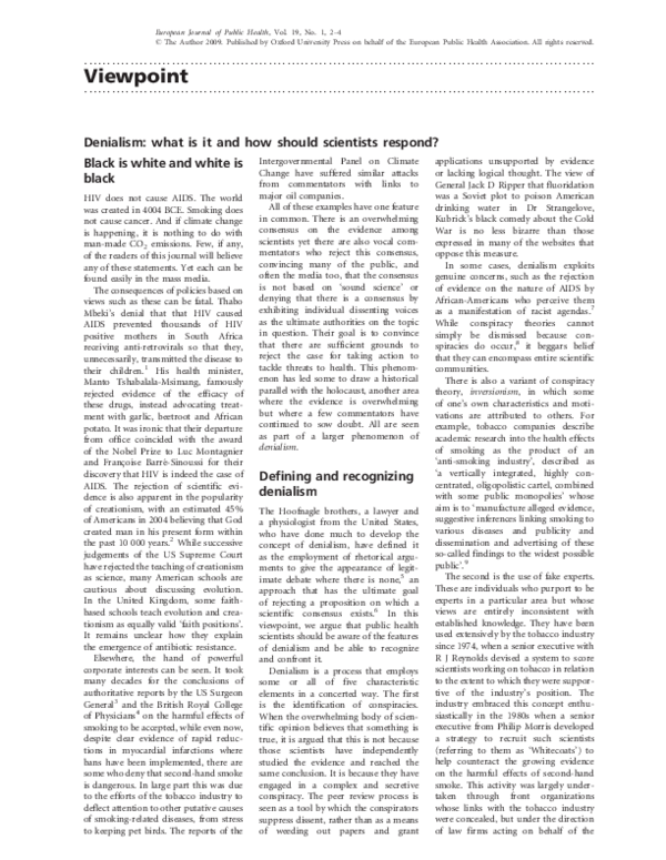 (PDF) Denialism: what is it and how should scientists respond?