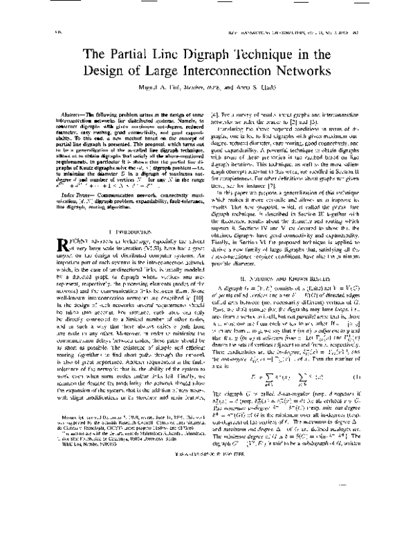 (PDF) The partial line digraph technique in the design of large interconnection networks