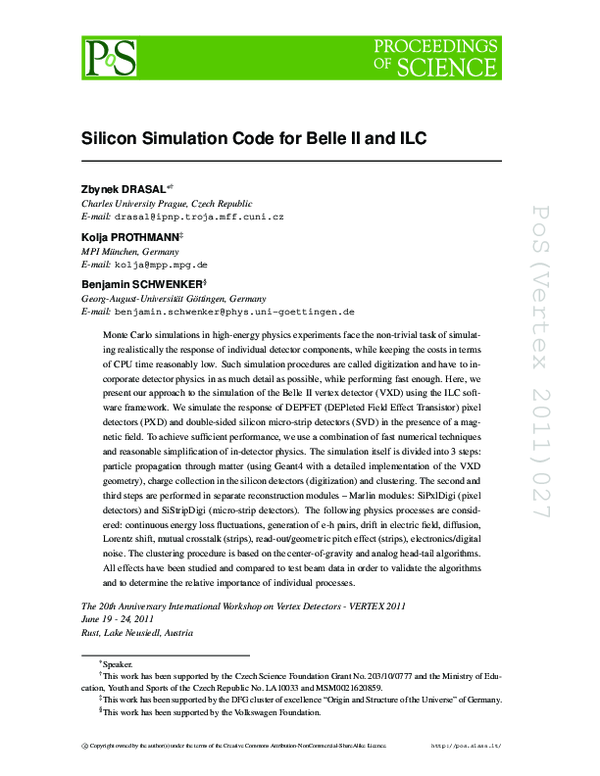 (PDF) Silicon Simulation Code for Belle II and ILC | Benjamin Schwenker ...