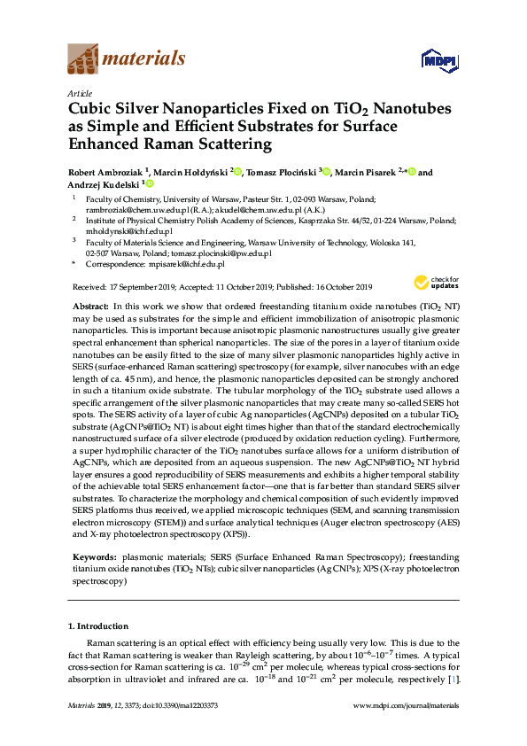 (PDF) Cubic Silver Nanoparticles Fixed on TiO2 Nanotubes as Simple and ...