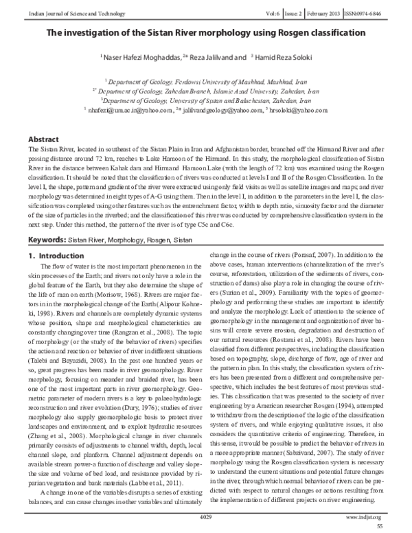 (PDF) The investigation of the Sistan River morphology using Rosgen ...
