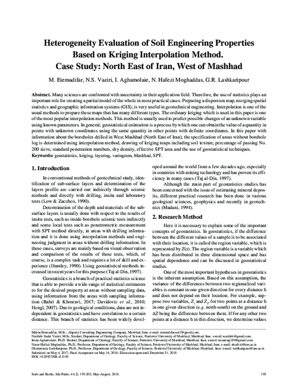 (PDF) Heterogeneity Evaluation of Soil Engineering Properties Based on Kriging Interpolation ...