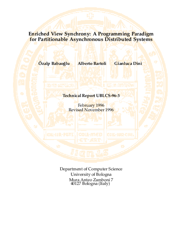 Pdf Enriched View Synchrony A Programming Paradigm For Partitionable Asynchronous Distributed 9950