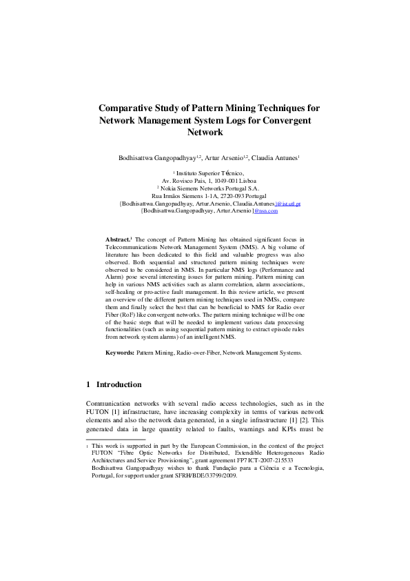 (PDF) Comparative Study of Pattern Mining Techniques for Network Management System Logs for ...