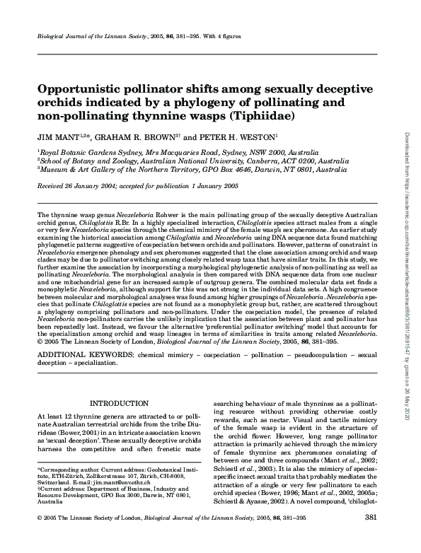 (PDF) Opportunistic pollinator shifts among sexually deceptive orchids ...