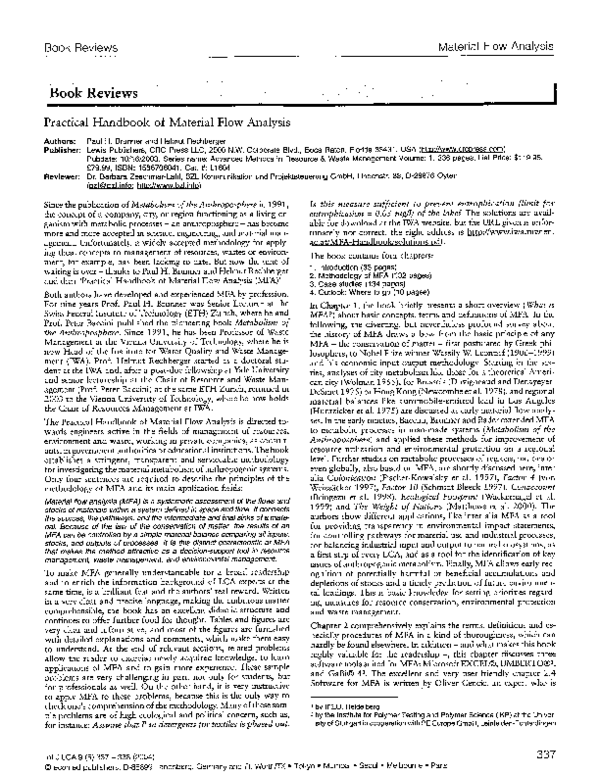 (PDF) Practical handbook of material flow analysis