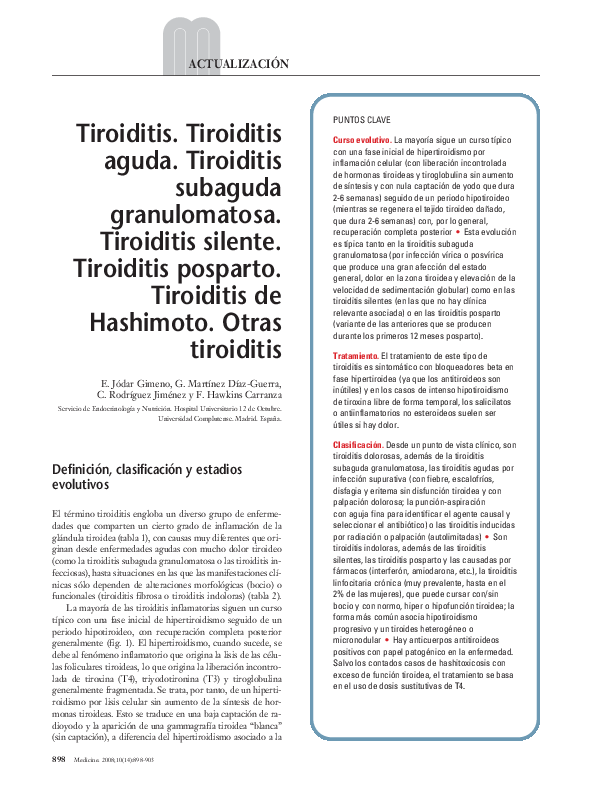 (PDF) Tiroiditis. Tiroiditis aguda. Tiroiditis subaguda granulomatosa ...