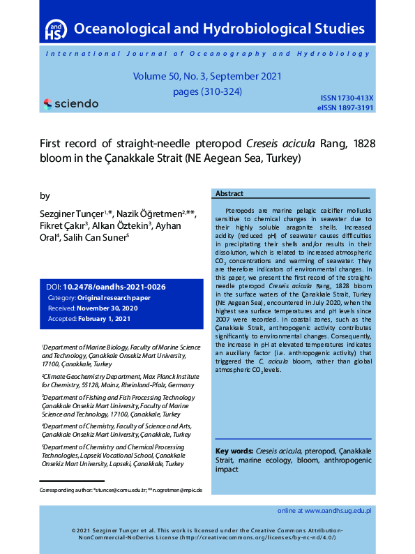 (PDF) First record of straight-needle pteropod Creseis acicula Rang ...