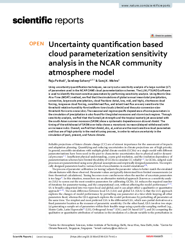 (PDF) Uncertainty quantification based cloud parameterization sensitivity analysis in the NCAR ...