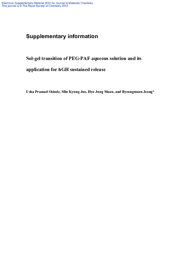 (PDF) Sol–gel transition of PEG–PAF aqueous solution and its ...