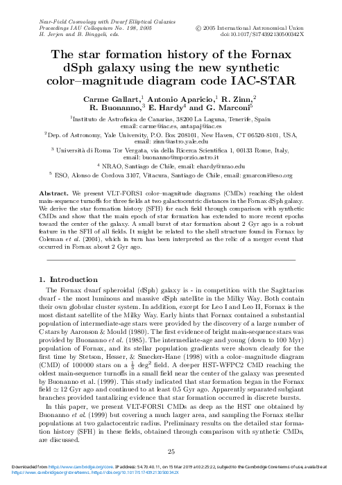 (PDF) The star formation history of the Fornax dSph galaxy using the ...