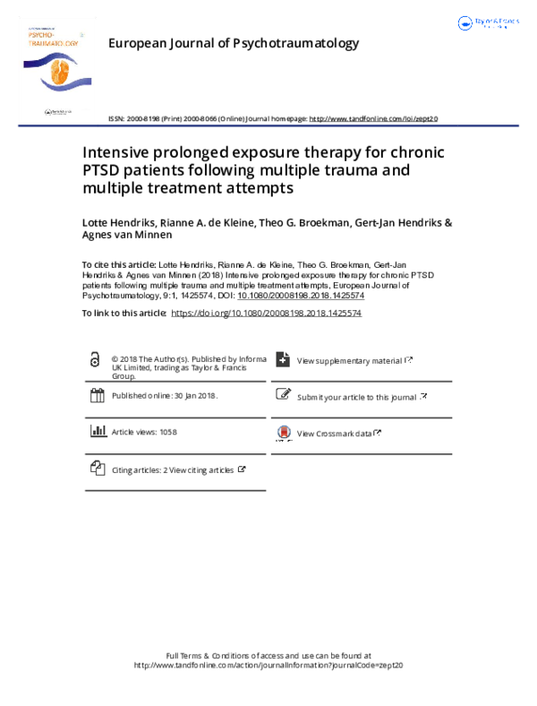 (PDF) Intensive prolonged exposure therapy for chronic PTSD patients ...
