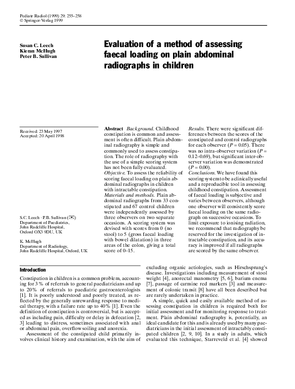 (PDF) Evaluation of a method of assessing faecal loading on plain ...