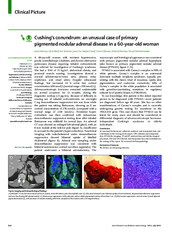 (PDF) Cushing's conundrum: an unusual case of primary pigmented nodular ...