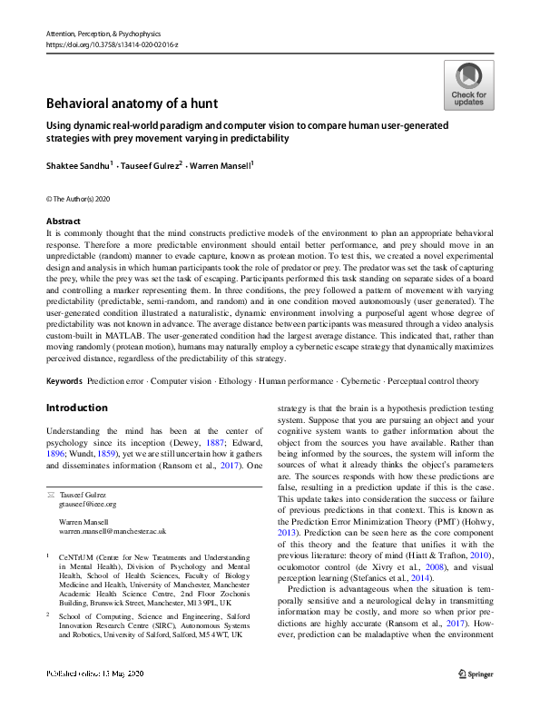 (PDF) Behavioral anatomy of a hunt | Warren Mansell - Academia.edu