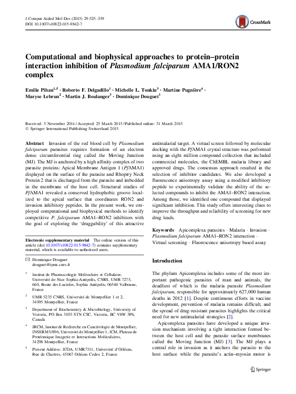 (PDF) Computational and biophysical approaches to protein-protein ...
