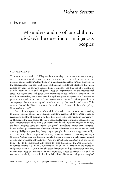(PDF) Misunderstanding of autochthony vis-à-vis the question of ...
