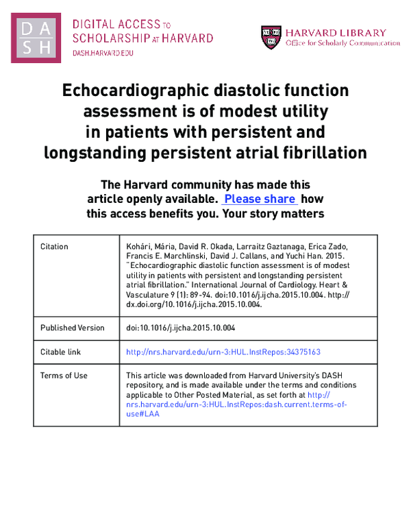 (PDF) Echocardiographic diastolic function assessment is of modest ...