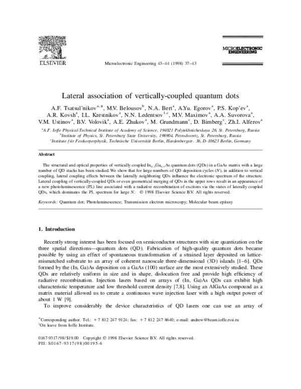 (PDF) Lateral Coupling in Vertically-Coupled QDs