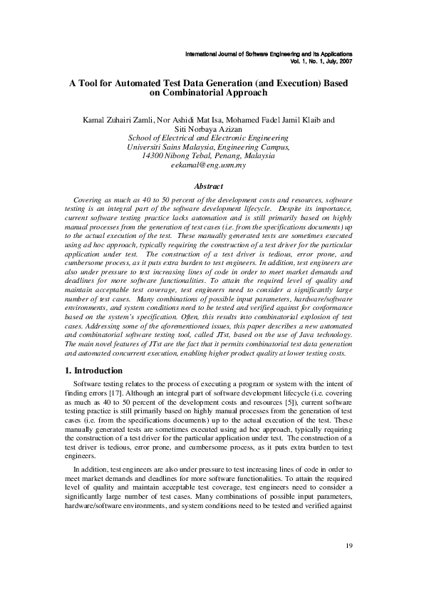 (PDF) A tool for automated test data generation (and execution) based ...