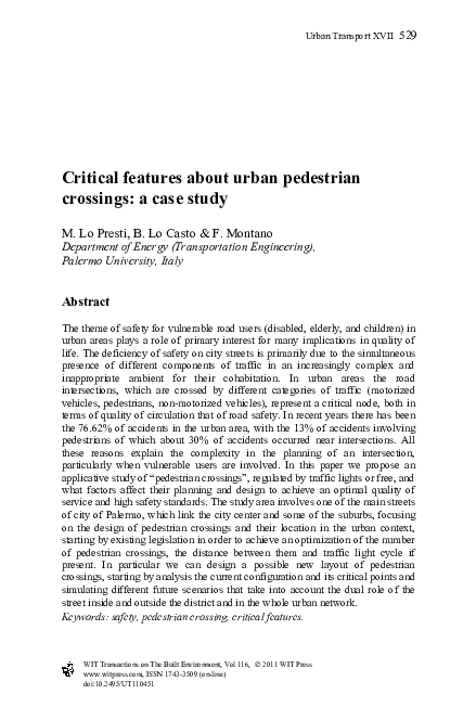 (PDF) Critical features about urban pedestrian crossings: a case study