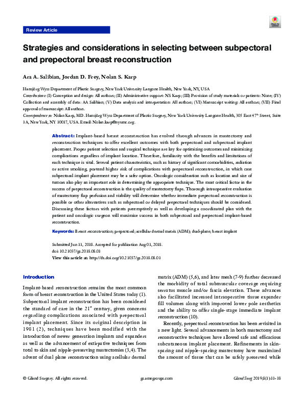 (PDF) Strategies and considerations in selecting between subpectoral ...