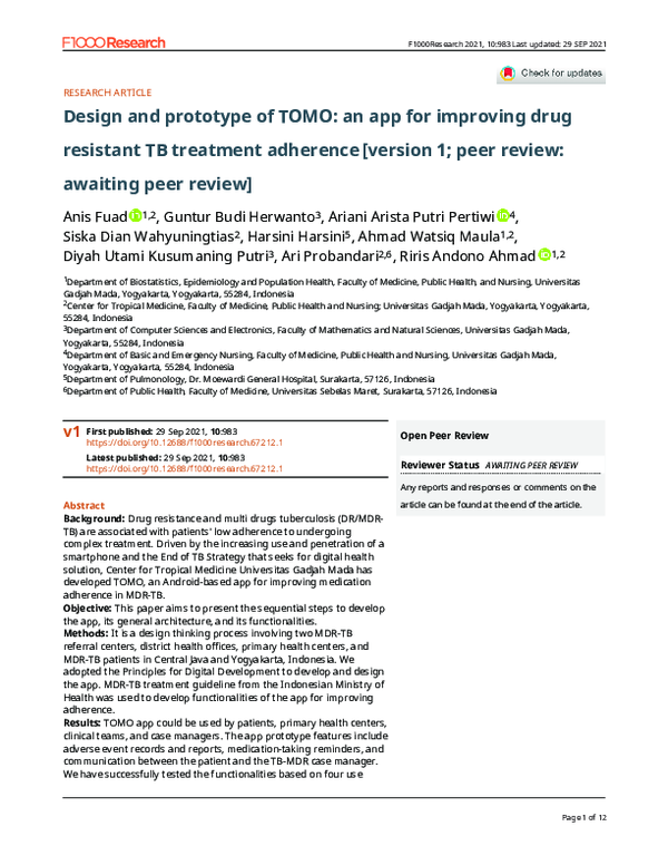 (PDF) Design and prototype of TOMO: an app for improving drug resistant ...