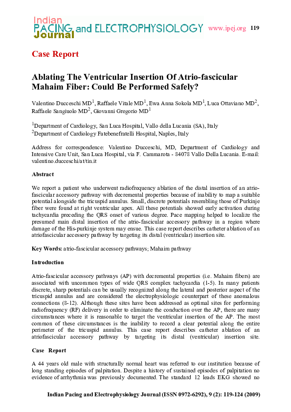 (PDF) Ablating the ventricular insertion of atrio-fascicular Mahaim ...