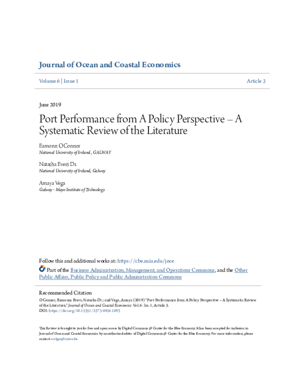 (PDF) Port Performance from A Policy Perspective – A Systematic Review ...