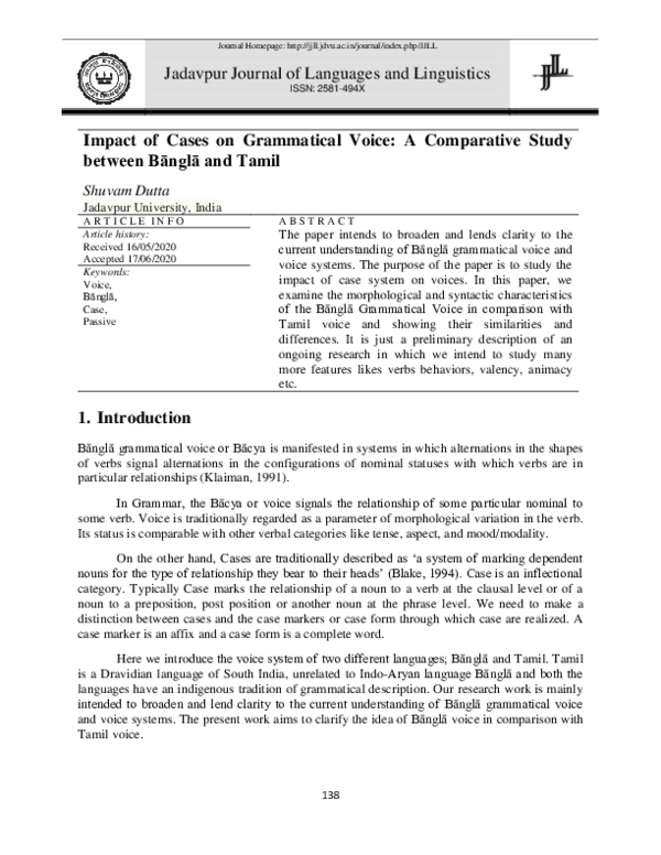 (PDF) Impact of Cases on Grammatical Voice