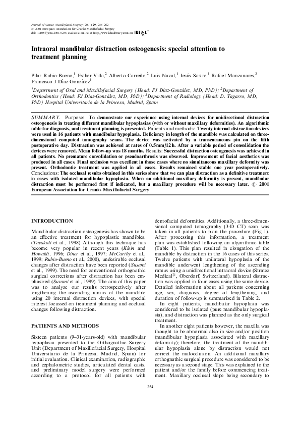 (PDF) Intraoral mandibular distraction osteogenesis in a patient with ...