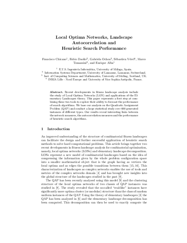 (PDF) Local Optima Networks, Landscape Autocorrelation and Heuristic ...