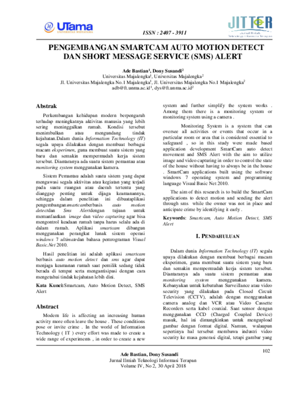 (PDF) Pengembangan Smartcam Auto Motion Detect Dan Short Message ...