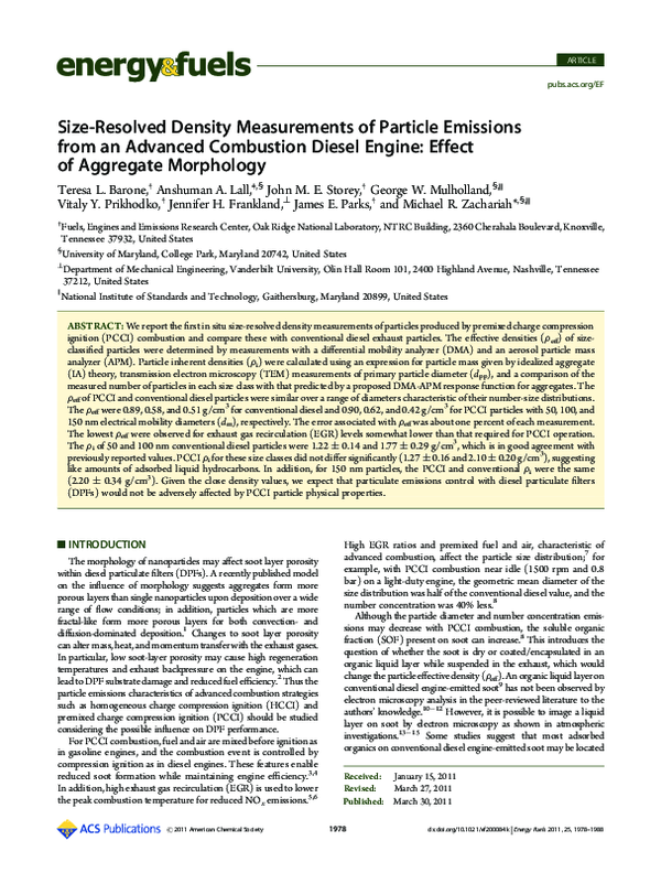 (PDF) Density of PCCI vs Conventional Diesel Emissions