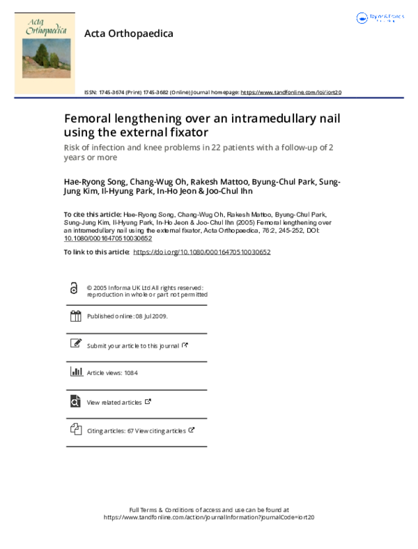 (PDF) Femoral lengthening over an intramedullary nail using the external fixator