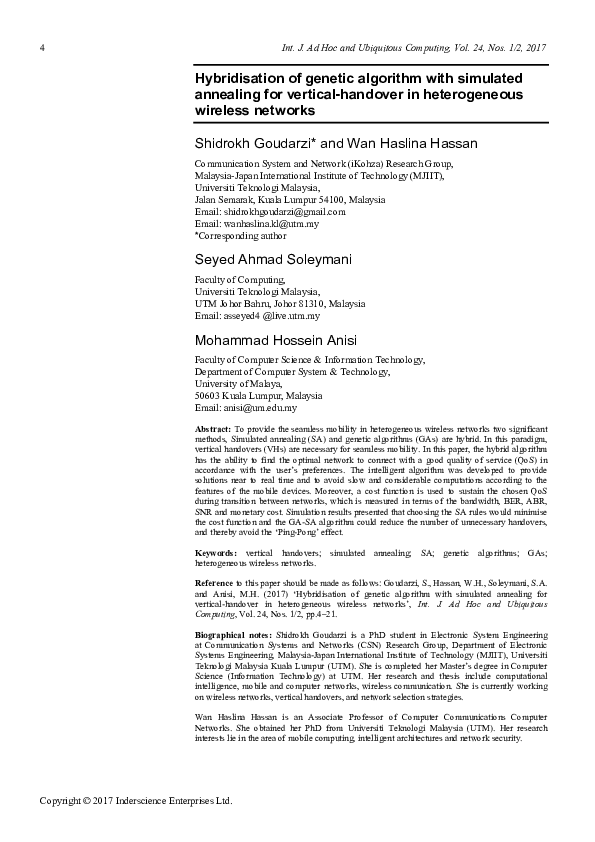 Pdf Hybridisation Of Genetic Algorithm With Simulated Annealing For