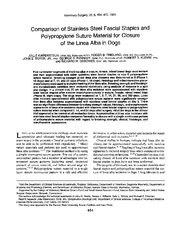(PDF) Comparison of Stainless Steel Fascial Staples and Polypropylene ...