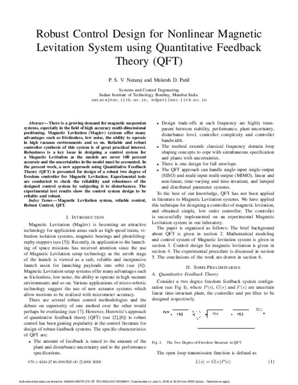 (PDF) Robust control design for nonlinear Magnetic Levitation System using Quantitative Feedback ...