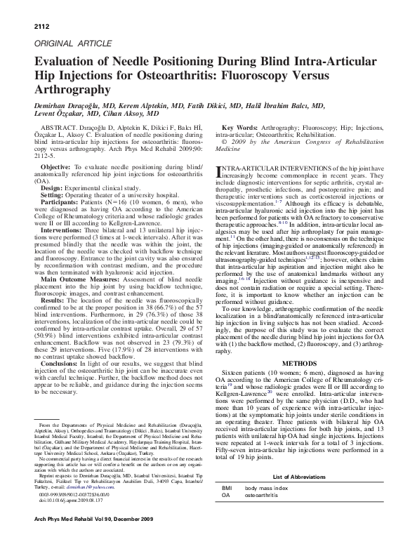 (PDF) Evaluation of Needle Positioning During Blind Intra-Articular Hip ...